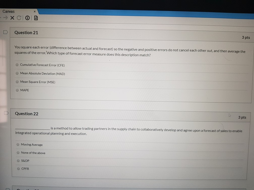 Solved Canvas > x C O 2 D Question 21 3 pts You square each | Chegg.com