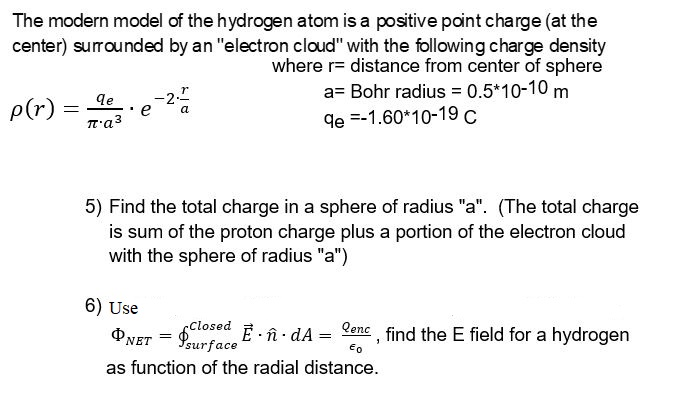 Solved The modern model of the hydrogen atom is a positive | Chegg.com