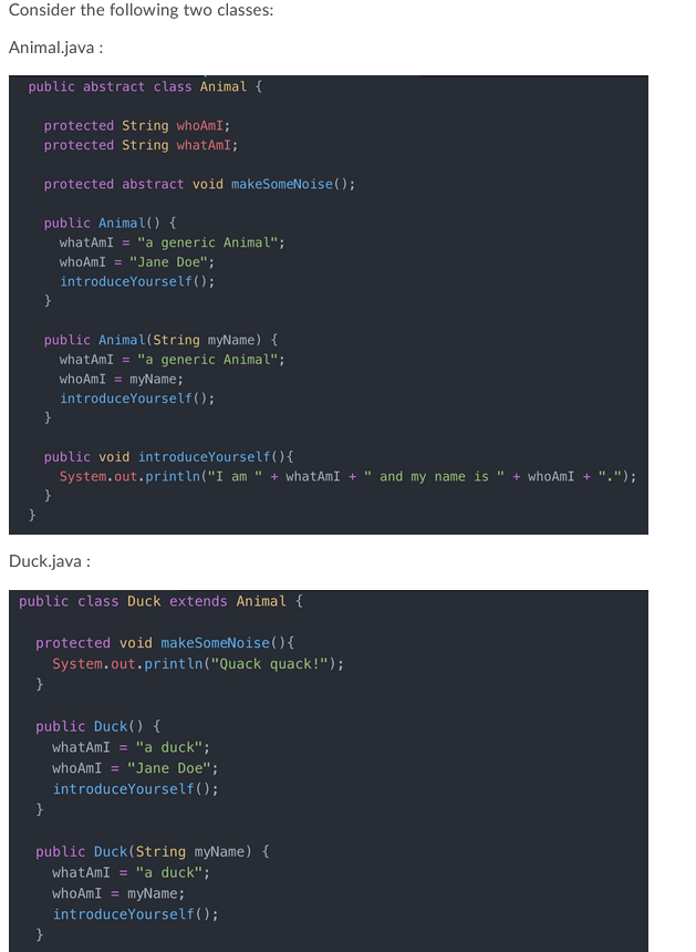 Solved Consider the following two classes: Animal.java: | Chegg.com