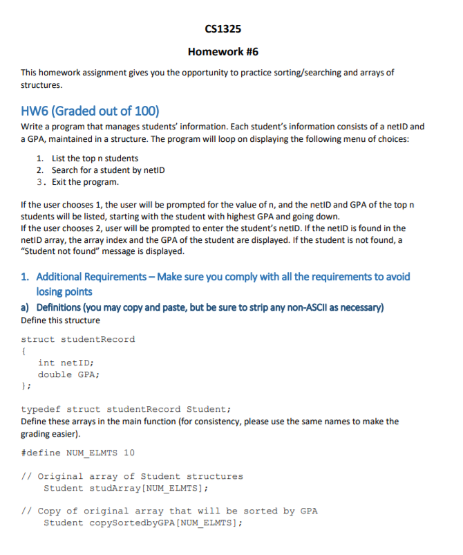 CS1325 Homework #6 This homework assignment gives you | Chegg.com