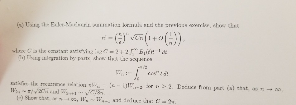 Solved (a) Using the Euler-Maclaurin summation formula and | Chegg.com