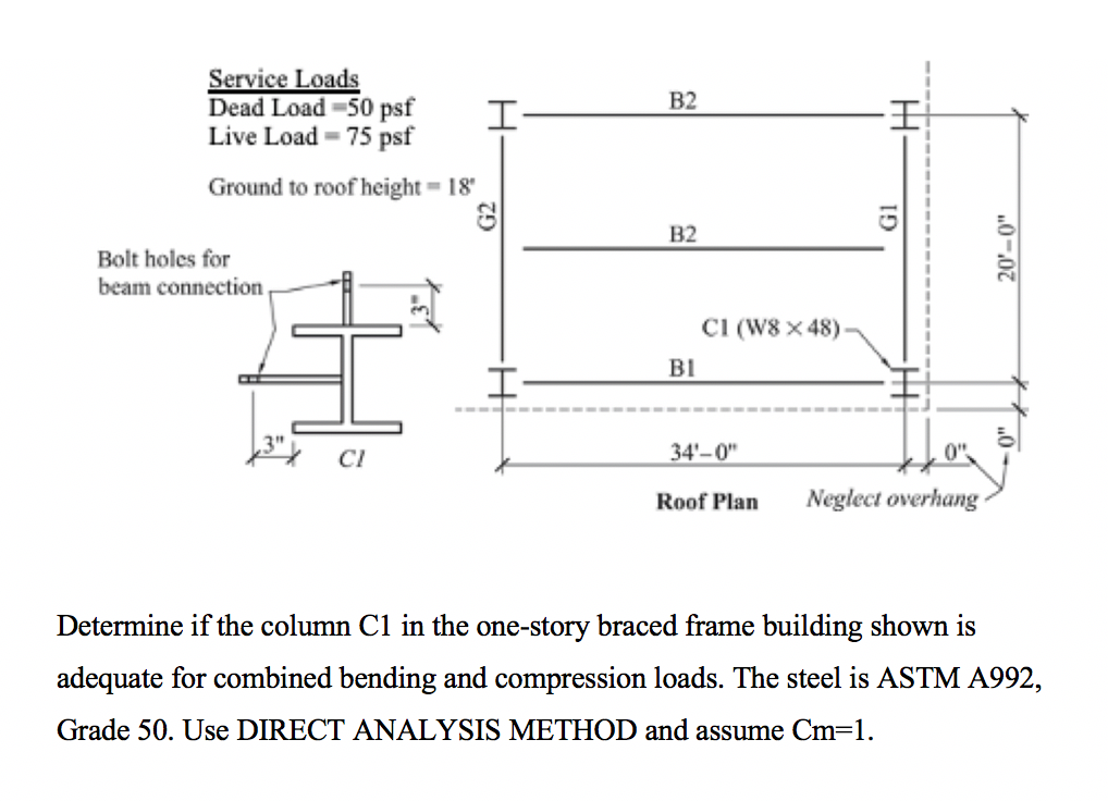 Service Loads Dead Load 50 psf Live Load-75 psf | Chegg.com