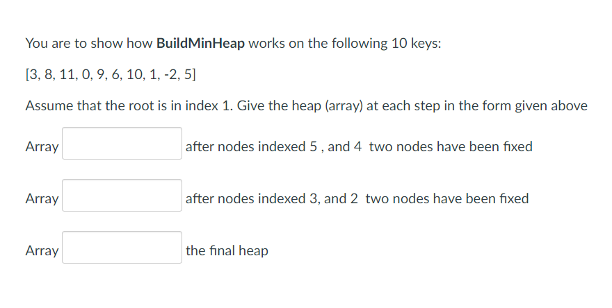 Solved You Are To Show How Build Minheap Works On The 