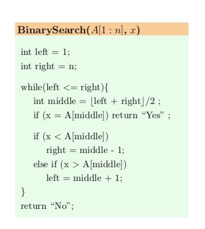 Solved Statement in English: “BinarySearch is correct for | Chegg.com