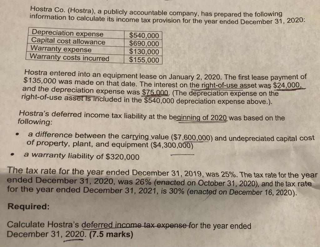 Solved Hostra Co. (Hostra), a publicly accountable company, | Chegg.com