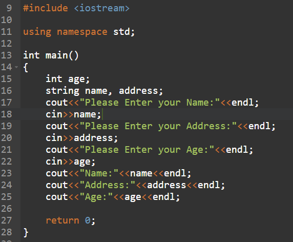 Solved int age; 9 #include 10 11 using namespace std; 12 13 | Chegg.com
