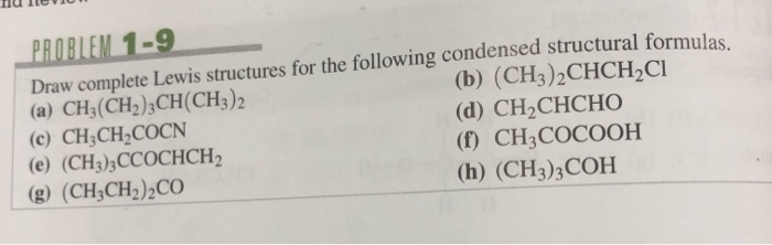 Solved PROBLEM 1-9 Draw complete Lewis structures for the | Chegg.com