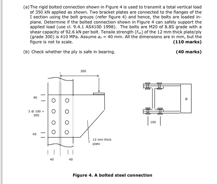 Solved (a) The rigid bolted connection shown in Figure 4 is | Chegg.com