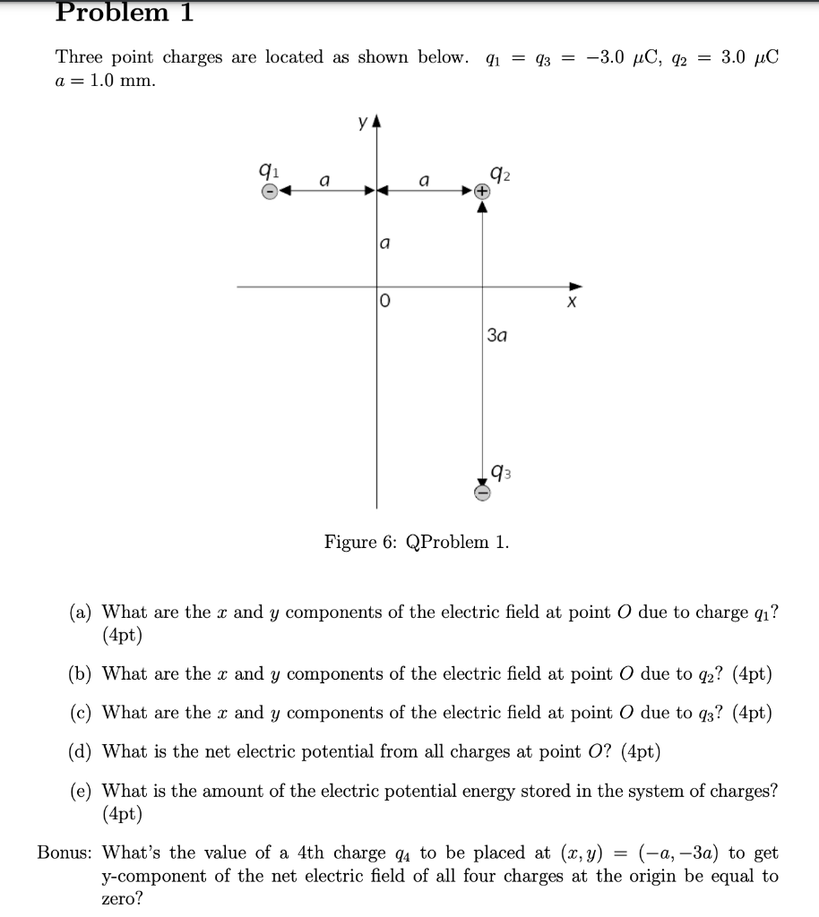 Solved I need the work Problem 1: (a) Ex = −9.6 × 109 N/C, | Chegg.com