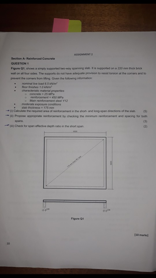 ASSIGNMENT 2 Section A-Reinforced Concrete QUESTION 1 | Chegg.com