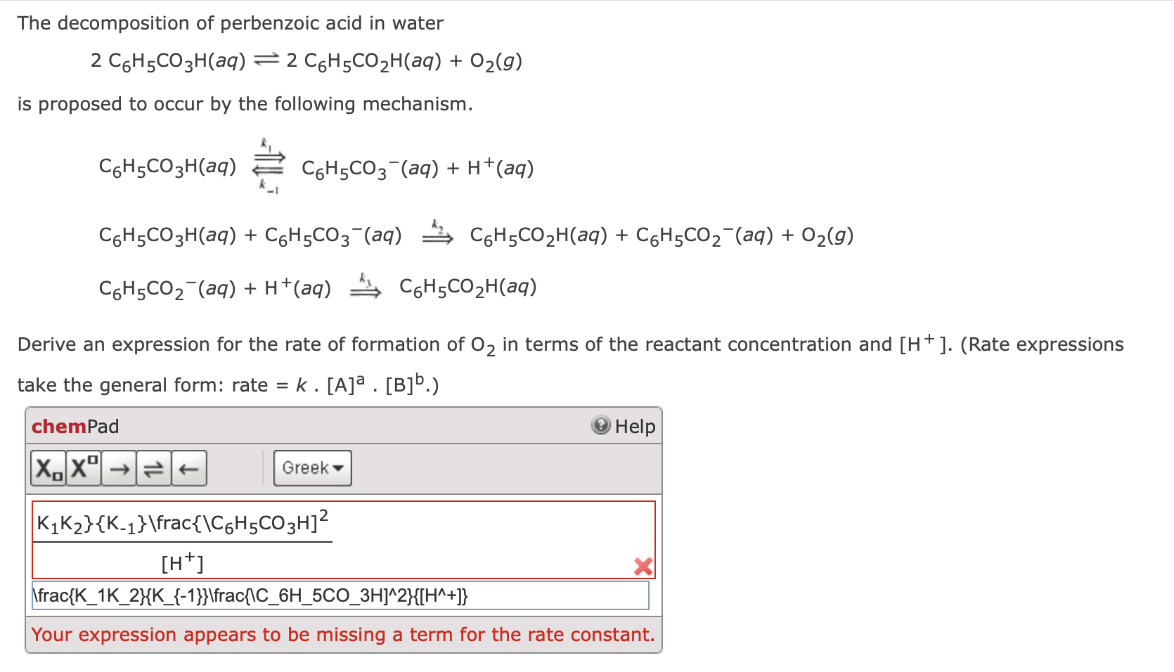Solved The decomposition of perbenzoic acid in water | Chegg.com