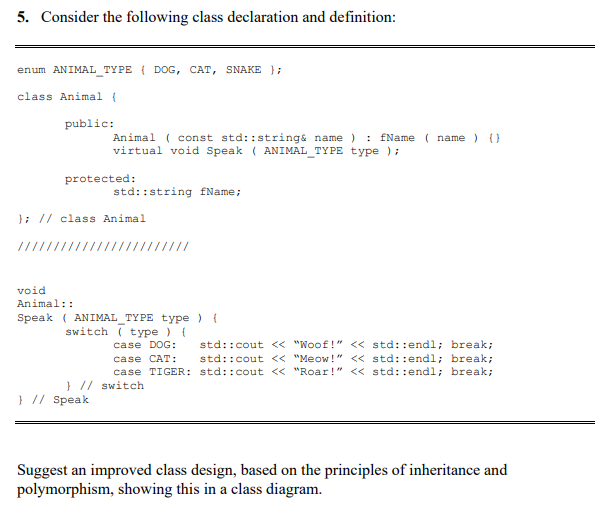 Solved 5. Consider the following class declaration and | Chegg.com