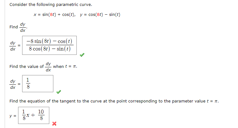 Solved Consider The Following Parametric Curve