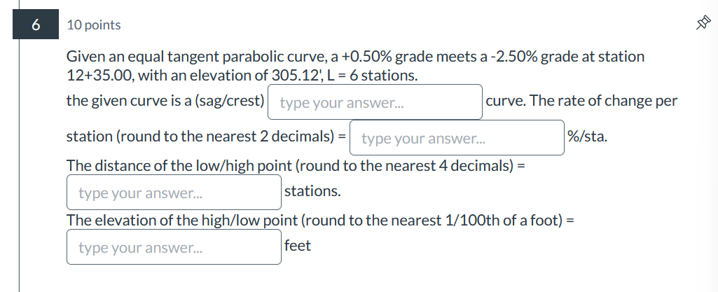 Solved 10 points Given an equal tangent parabolic curve, a | Chegg.com