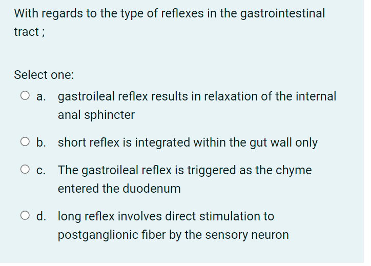Solved Regarding the pacemaker of the gastrointestinal | Chegg.com
