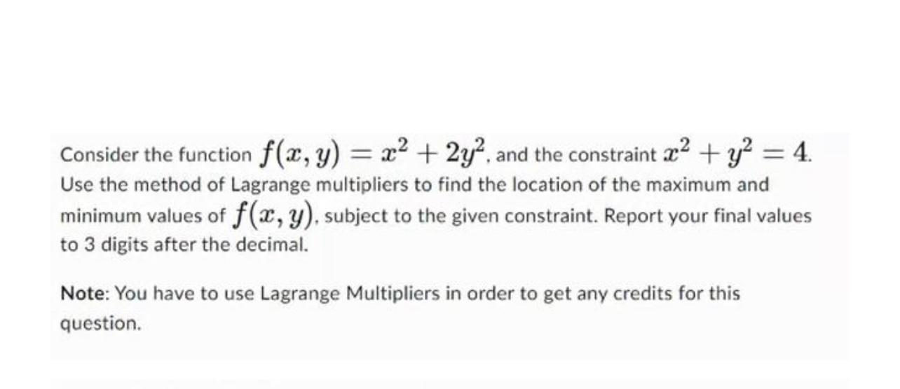 Solved Consider the function f(x,y)=x2+2y2, and the | Chegg.com