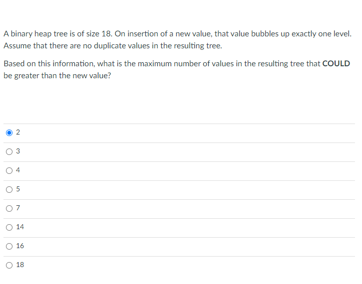 Solved A binary heap tree is of size 18. On insertion of a | Chegg.com