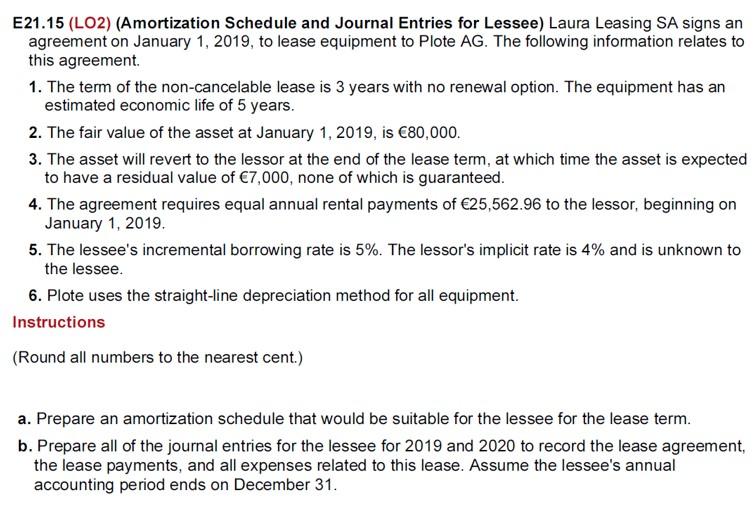 Solved E21.15 (L02) (Amortization Schedule and Journal | Chegg.com