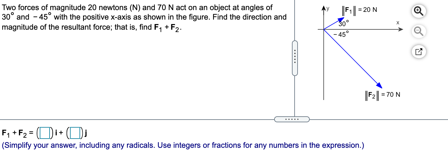 Solved 20 N Two Forces Of Magnitude 20 Newtons N And 70