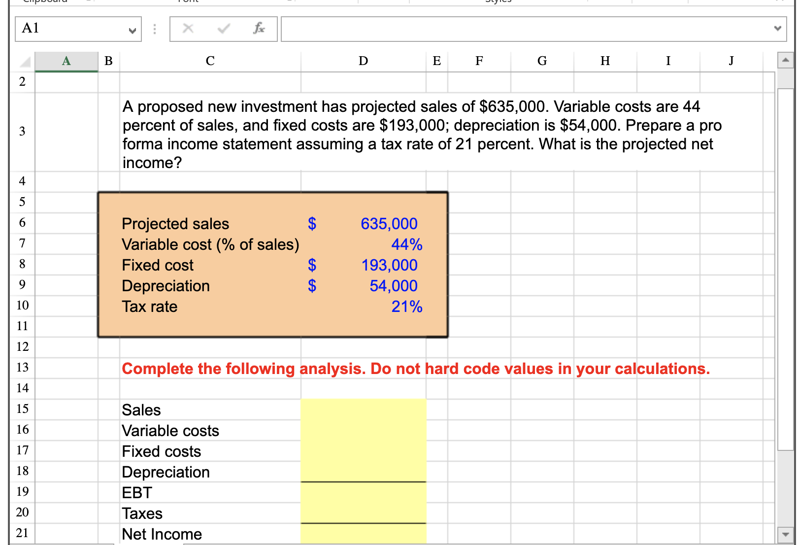 Solved A proposed new investment has projected sales of | Chegg.com