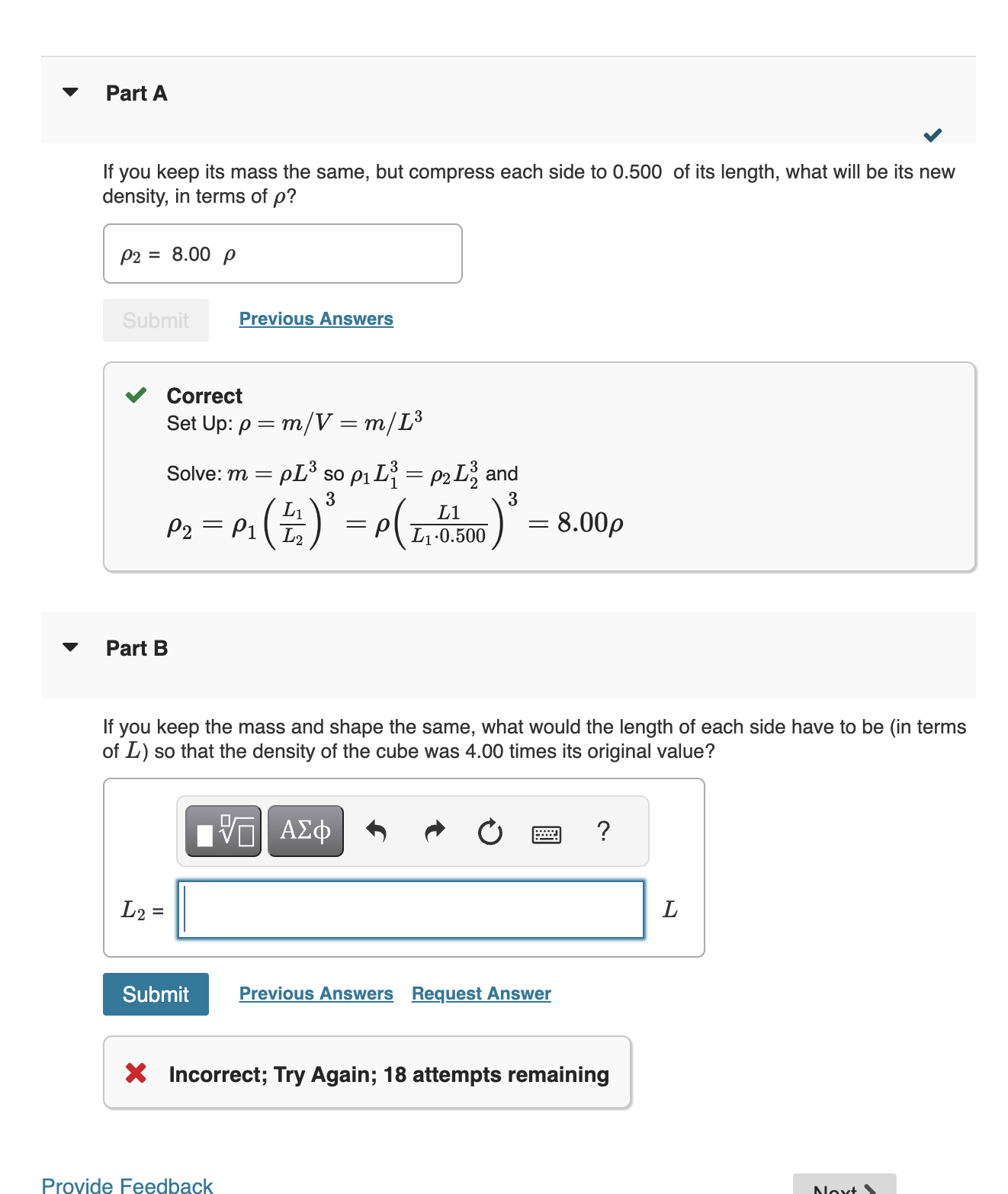 Solved Part AIf you keep its mass the same, but compress | Chegg.com