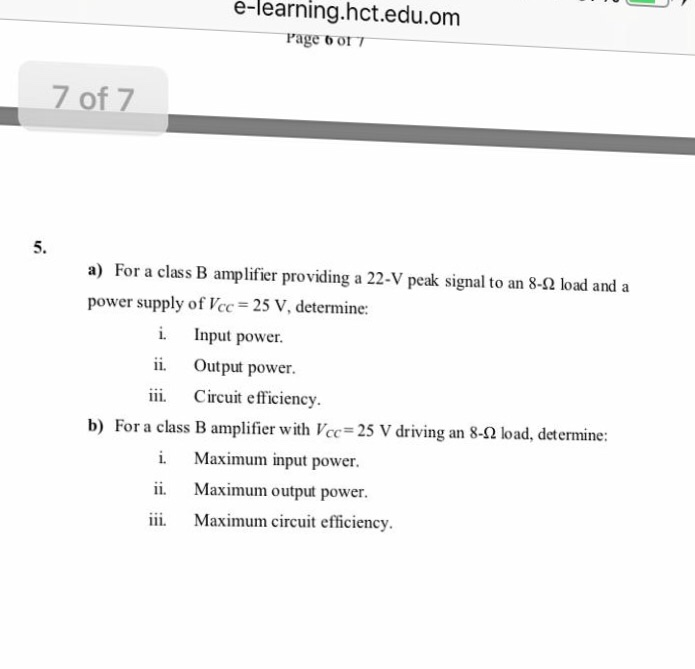 Solved e-learning.hct.edu.om Page o or7 7 of 7 5. a) For a | Chegg.com