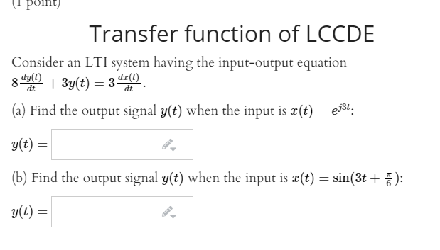 Solved (Point) Transfer function of LCCDE Consider an LTI | Chegg.com