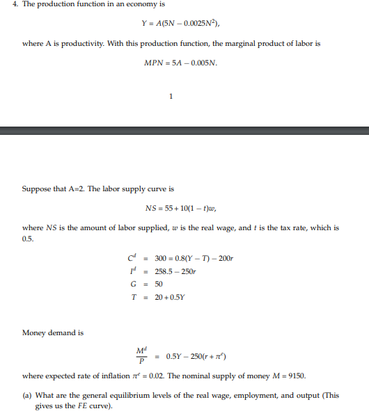 Solved The production function in an economy | Chegg.com