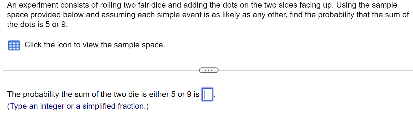 Solved An experiment consists of rolling two fair dice and | Chegg.com