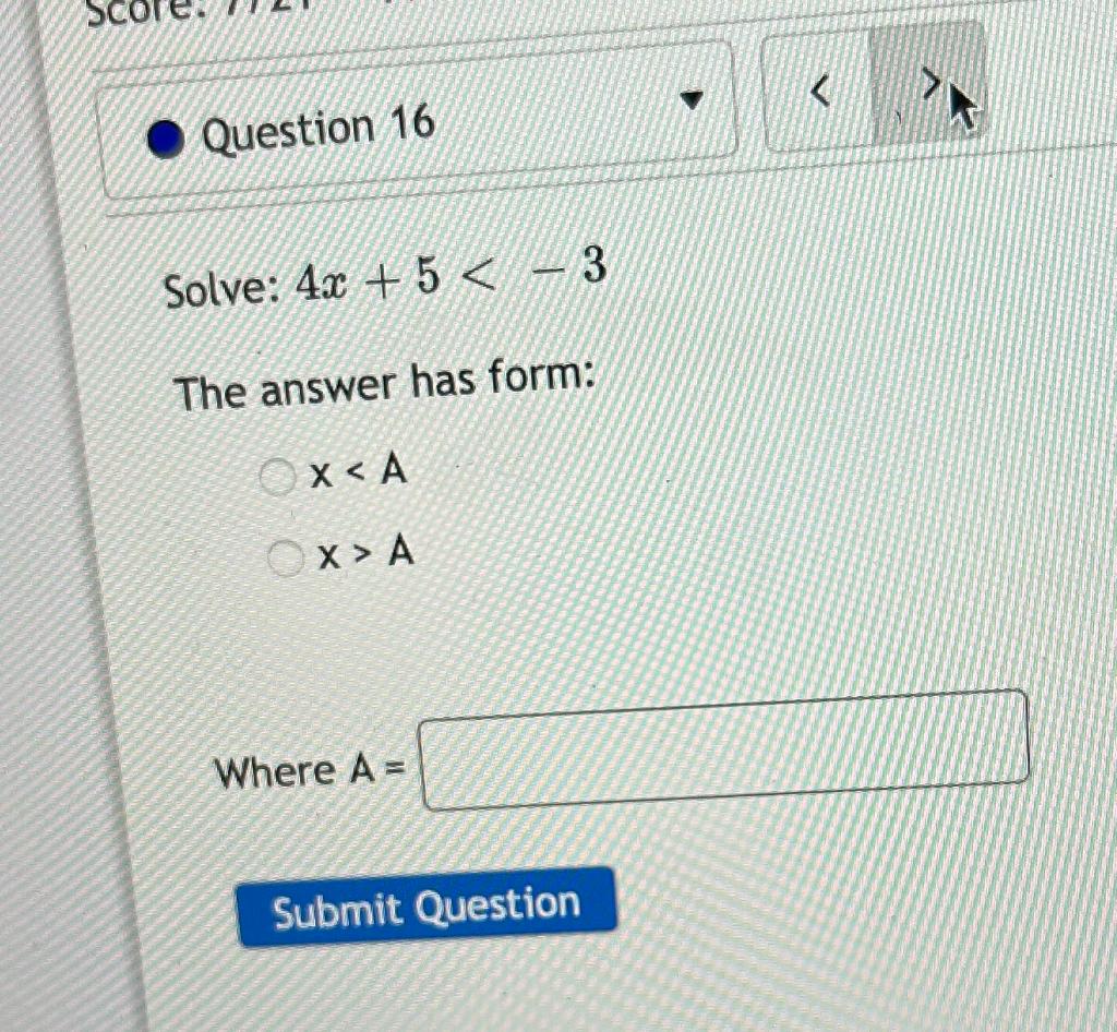 Solved Question 16 4x+5