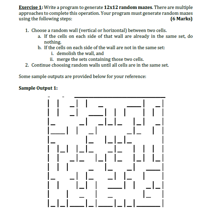 Solved Exercise 1: Write a program to generate 12x12 random | Chegg.com