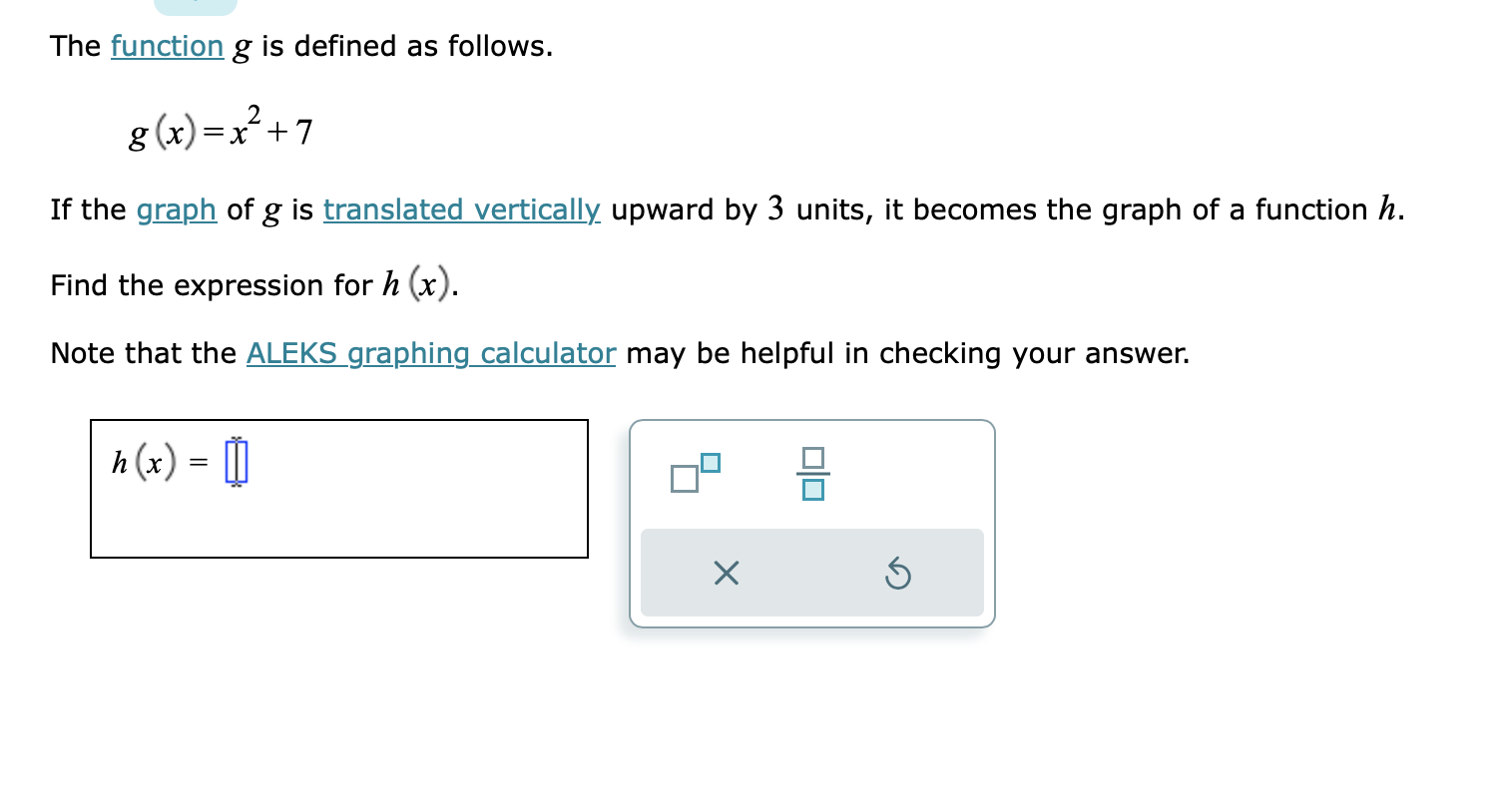 Solved The function g is defined as follows. g(x)=x2+7 If | Chegg.com