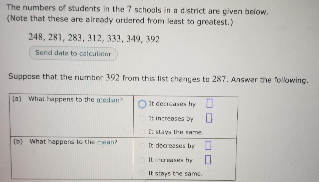 Solved The numbers of students in the 7 schools in a | Chegg.com