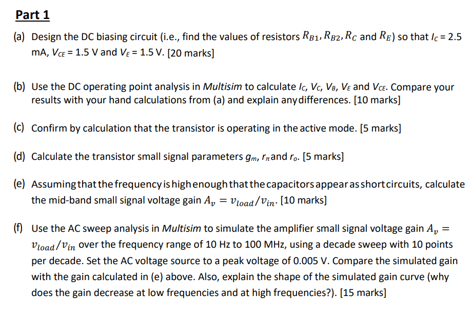 Solved Question: DC Biasing and Small-Signal Analysis of BJT | Chegg.com