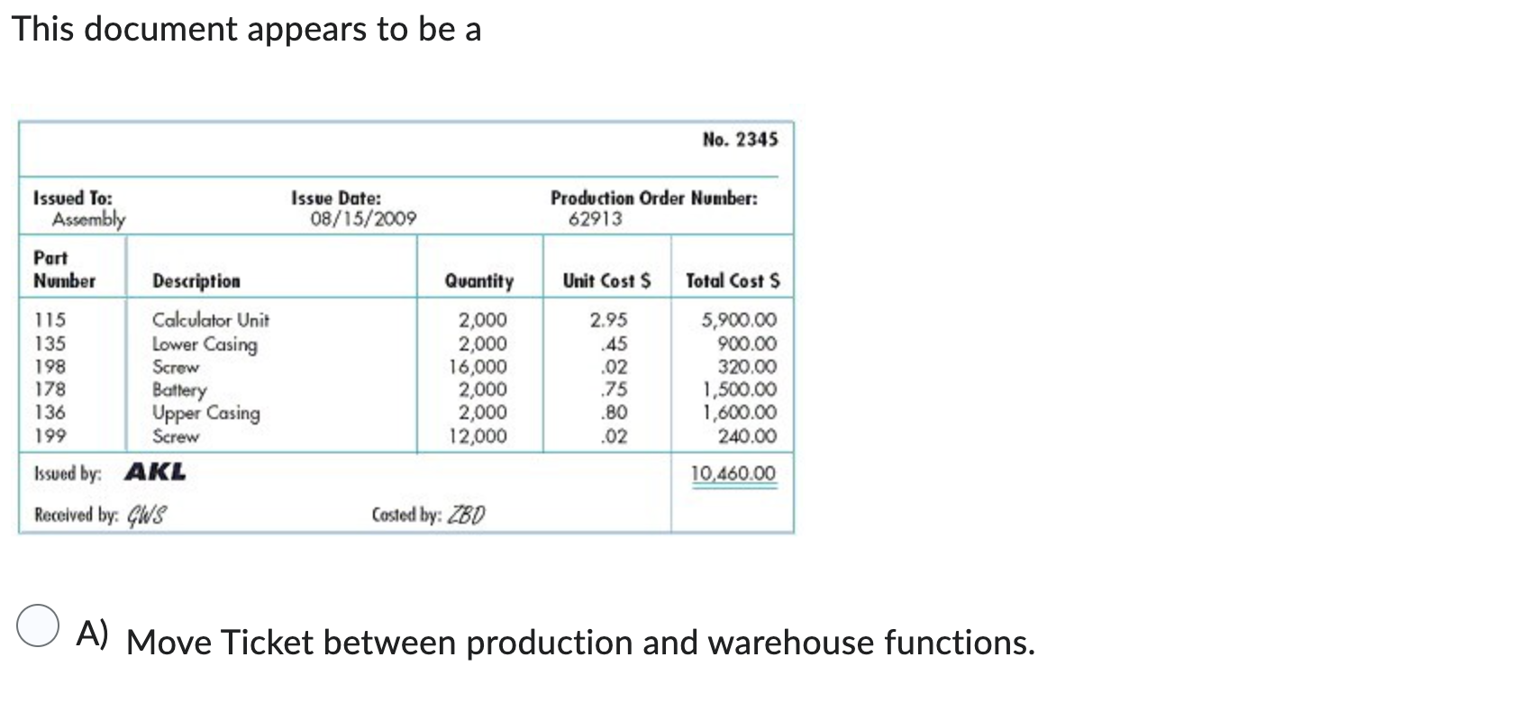 Solved This document appears to be a A) Move Ticket between | Chegg.com
