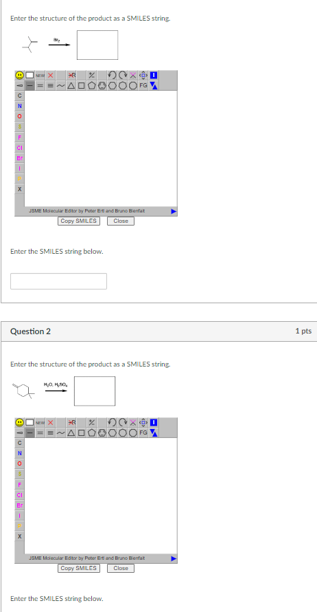 Solved Enter the structure of the product as a SMILES | Chegg.com
