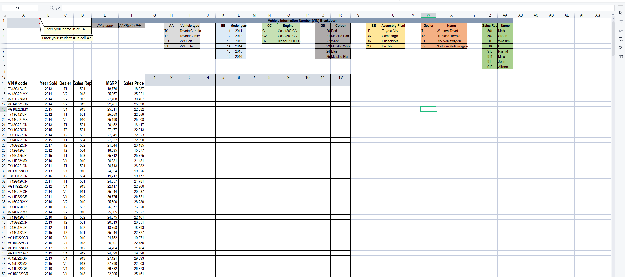 -In H14: Use the VIN \# code breakdown provided at | Chegg.com