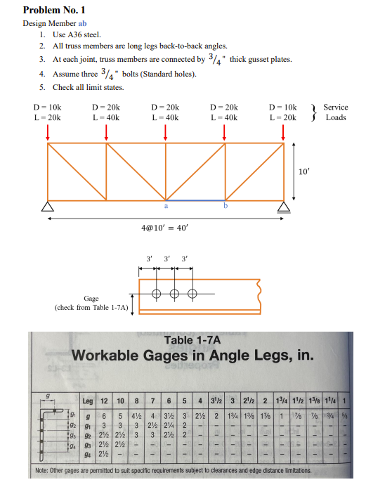 Solved Problem No. 1 Design Member ab 1. Use A36 steel. 2. | Chegg.com