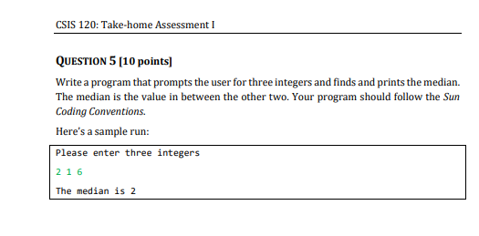 Solved CSIS 120: Take-home Assessment I QUESTION 5 [10 | Chegg.com