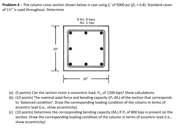 Solved Problem 4 – The column cross section shown below is | Chegg.com