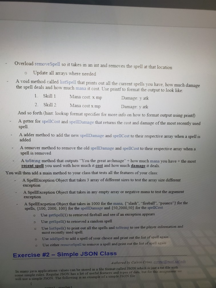 Solved Exercise #1 - RPG Spell Sheet with Exceptions | Chegg.com