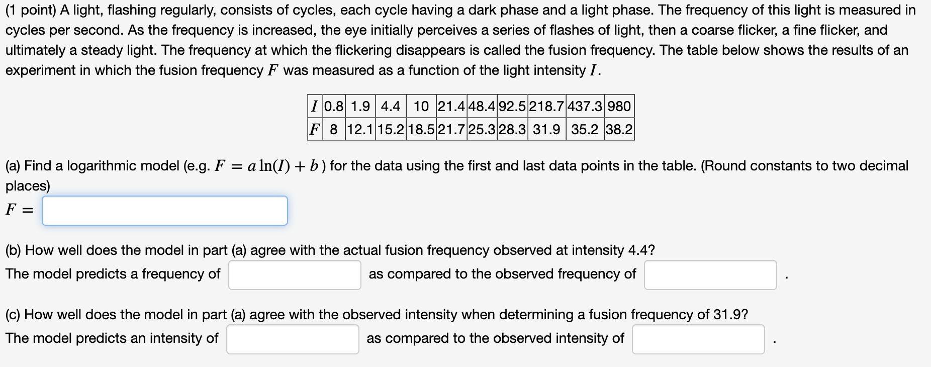 Solved (1 point) A light, flashing regularly, consists of | Chegg.com