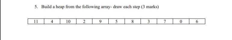 Solved 5. Build a heap from the following array-draw each | Chegg.com