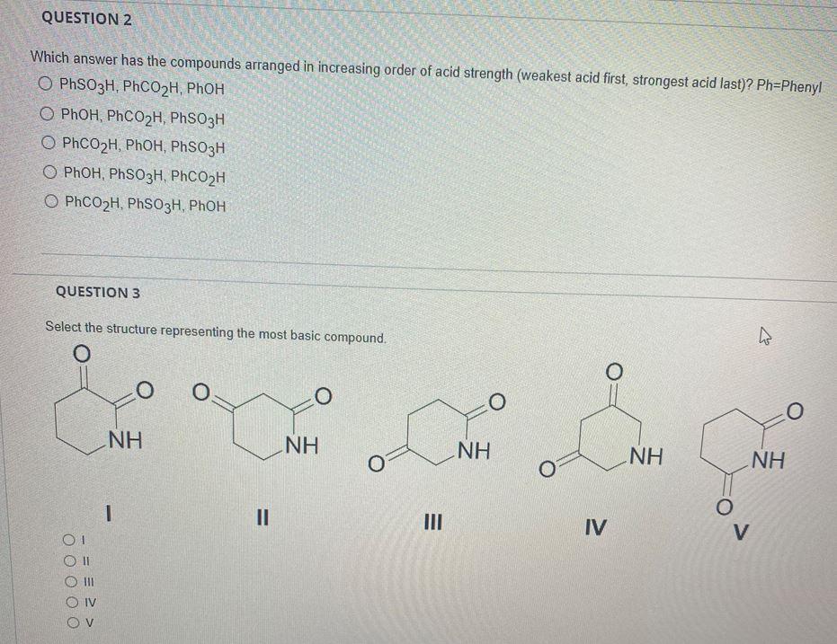 Solved QUESTION 2 Which answer has the compounds arranged in | Chegg.com