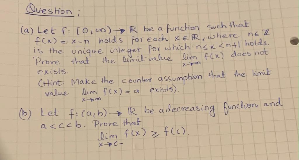 Solved A Let F [0 ∞ →r Be A Function Such That F X X−n