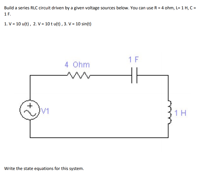 Solved Build a series RLC circuit driven by a given voltage | Chegg.com