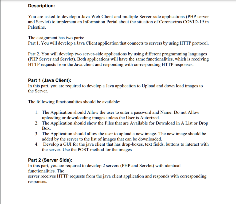 Description: You are asked to develop a Java Web | Chegg.com