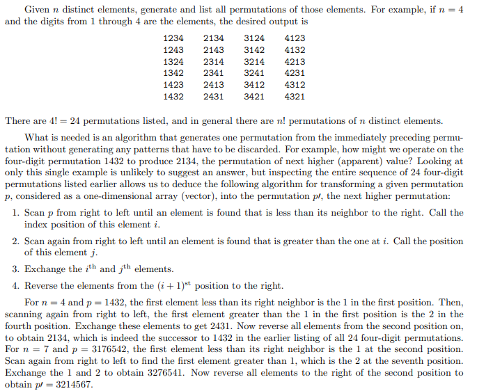 Given n distinct elements, generate and list all | Chegg.com