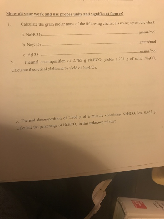Solved calculate the grams molar mass of the following | Chegg.com