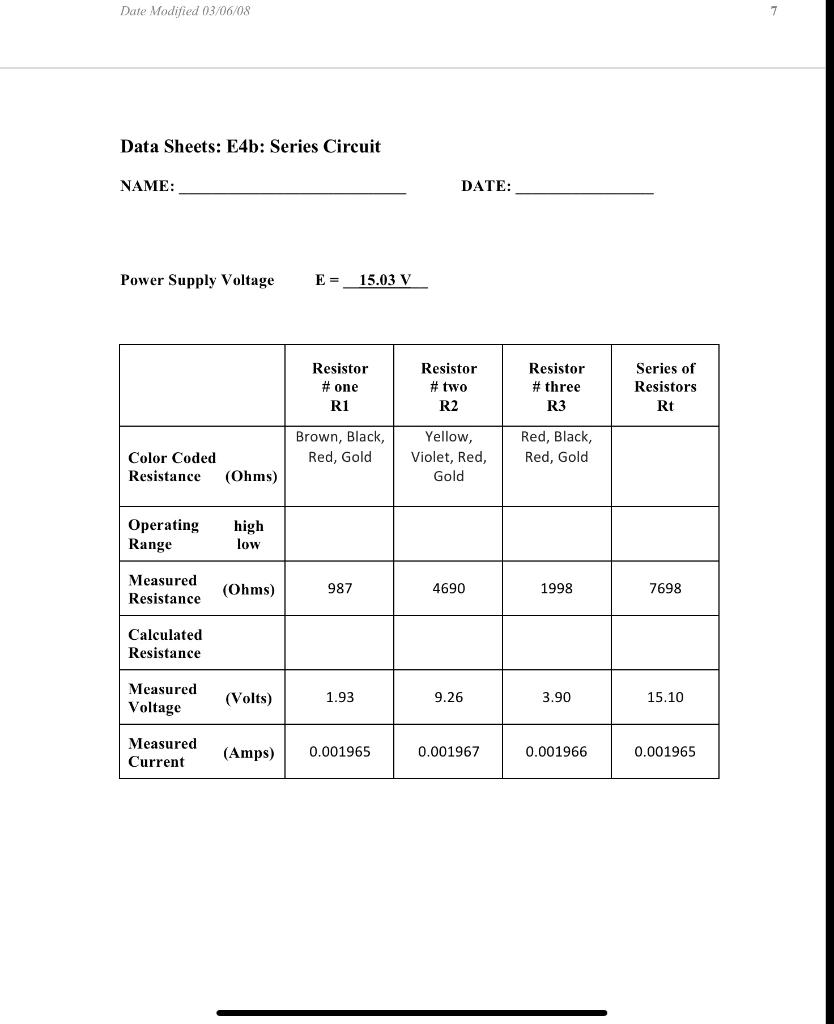 Solved E4b: Simple D.C. Circuits Introduction: An oft | Chegg.com